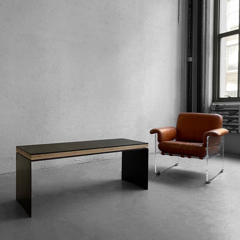 Industrial Artisan Custom Steel Coffee Table Bench For Sale at 1stDibs