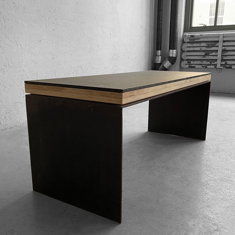 Industrial Artisan Custom Steel Coffee Table Bench For Sale at 1stDibs