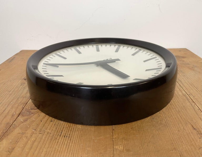 Industrial Bakelite Factory Wall Clock from Pragotron, 1960s at 1stDibs