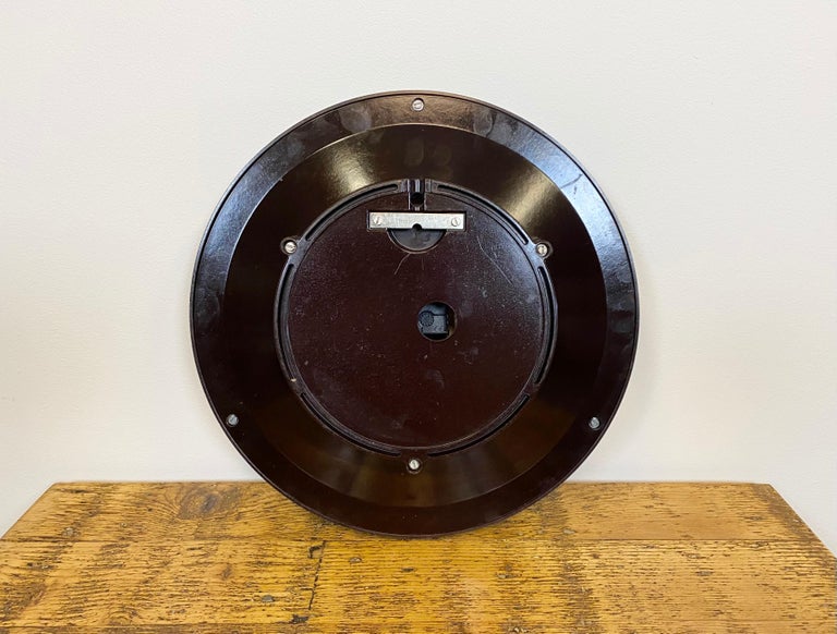 Industrial Bakelite Factory Wall Clock from Pragotron, 1960s at 1stDibs