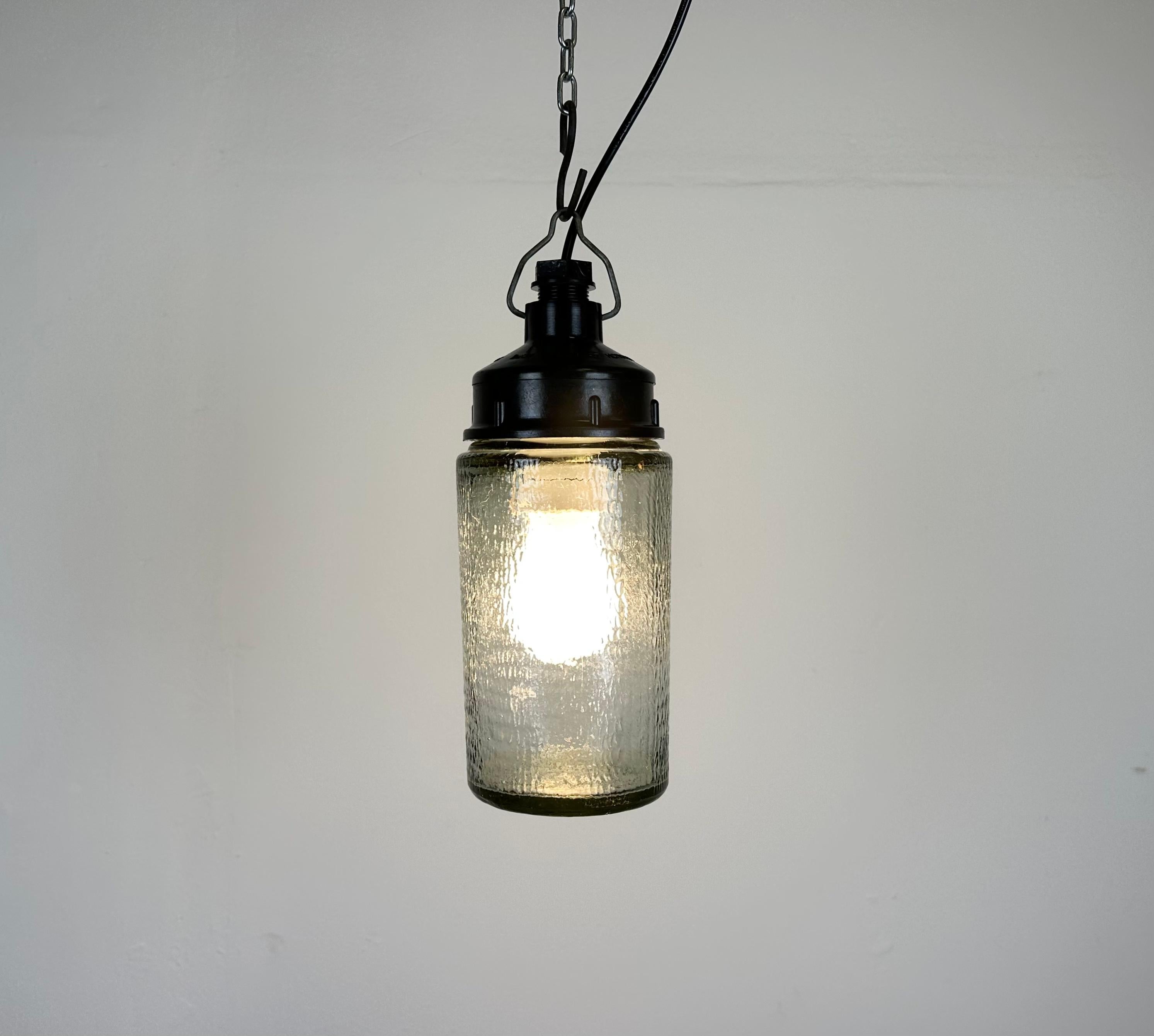 Industrial Bakelite Pendant Light with Frosted Glass, 1970s For Sale at ...