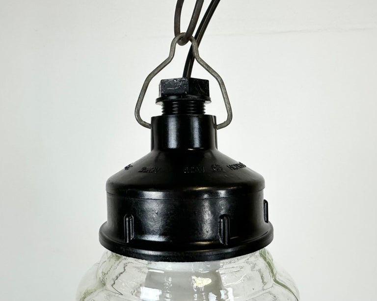 Industrial Bakelite Pendant Light with Ribbed Glass, 1970s For Sale at ...