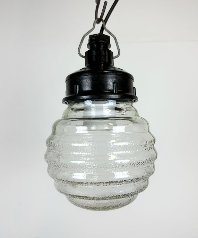 Industrial Bakelite Pendant Light with Ribbed Glass, 1970s For Sale at ...