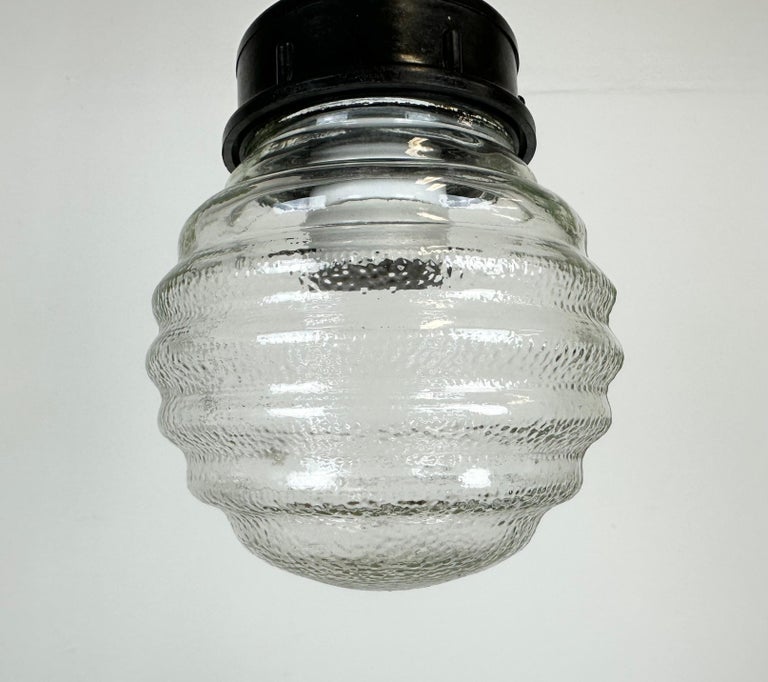 Industrial Bakelite Pendant Light with Ribbed Glass, 1970s For Sale at ...