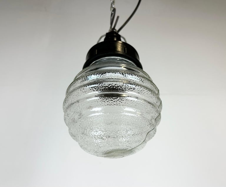Industrial Bakelite Pendant Light with Ribbed Glass, 1970s For Sale at ...