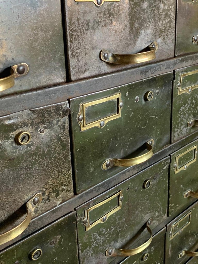 Industrial Bank of Metal Drawers at 1stDibs