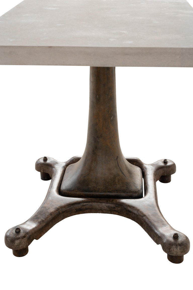 Industrial Base Table with Limestone Top For Sale at 1stDibs