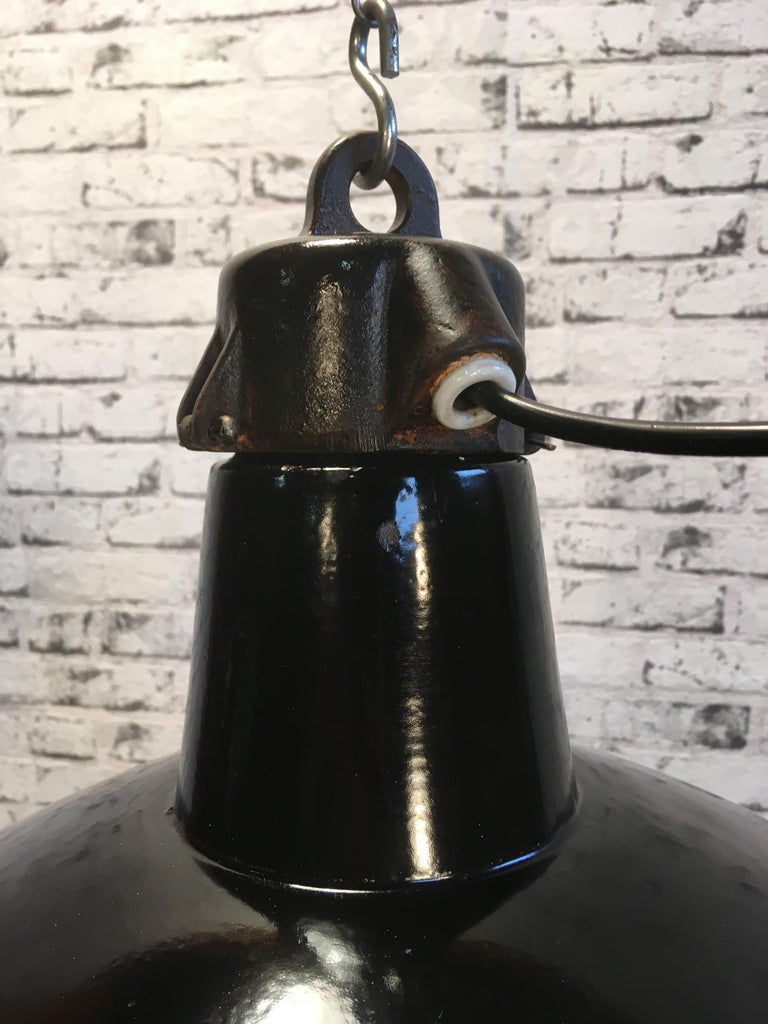 Industrial Black Enamel Factory Hanging Lamp, 1950s at 1stDibs