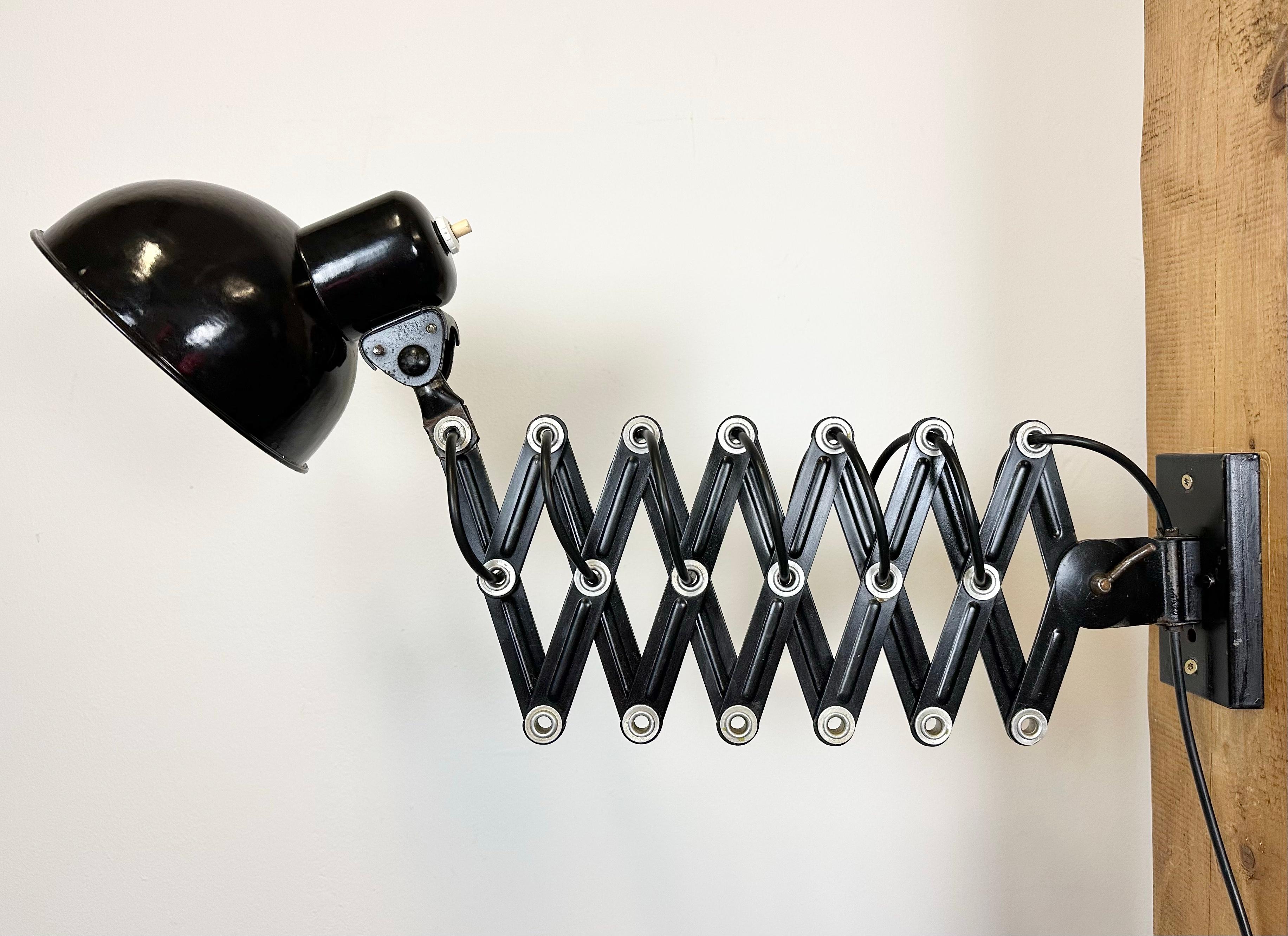 Industrial Black Enamel Scissor Wall Lamp, 1950s at 1stDibs