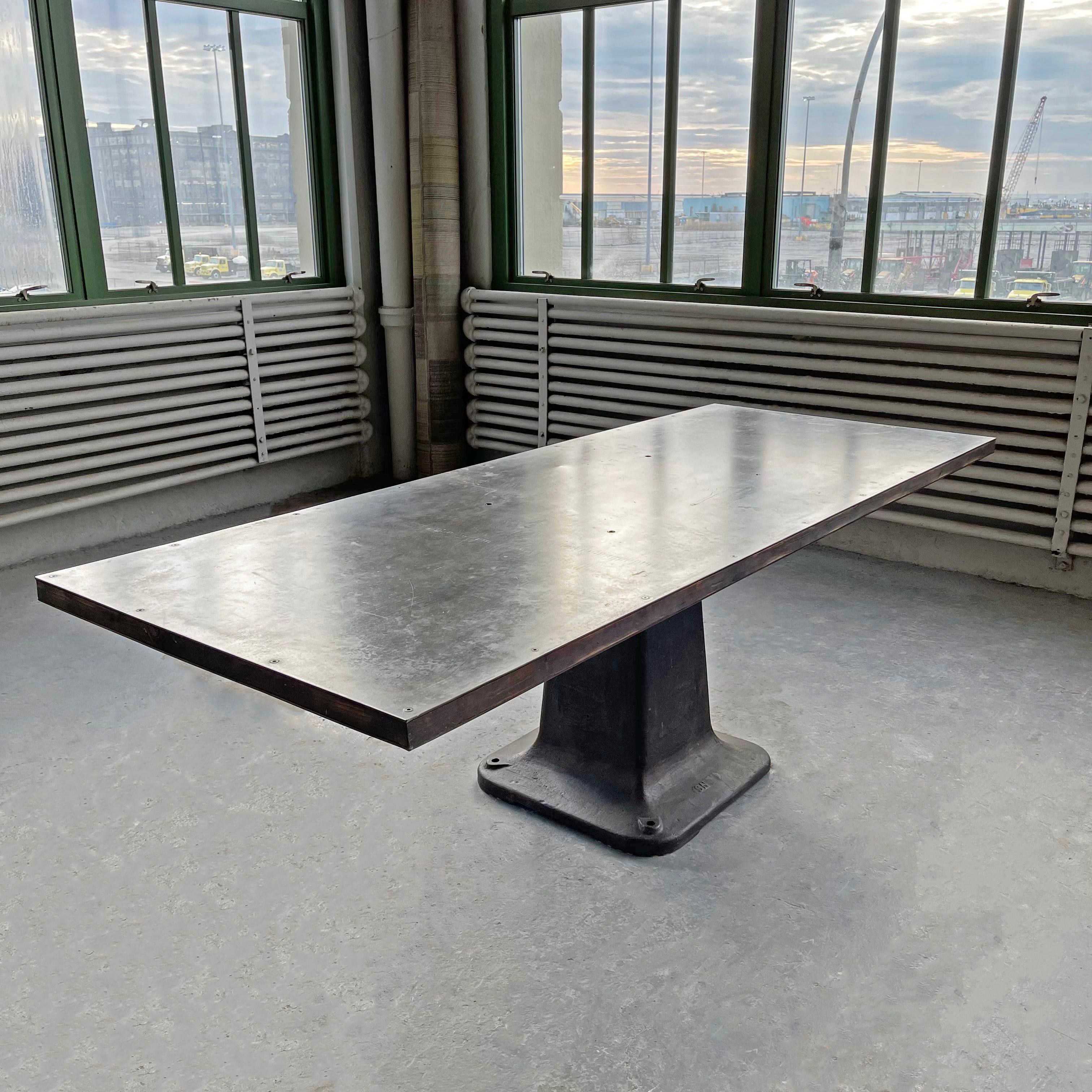 Industrial Blackened Steel Pedestal Table For Sale at 1stDibs