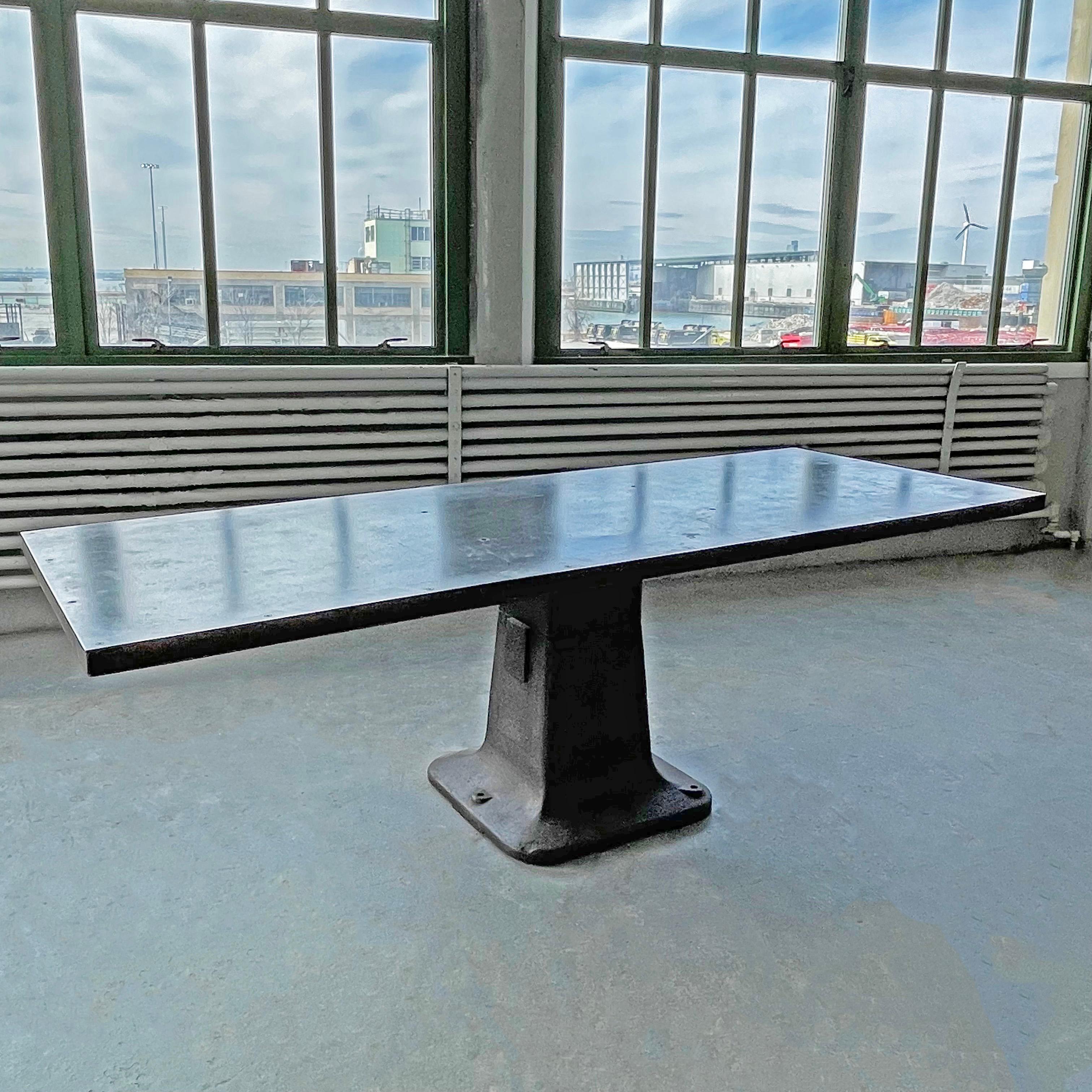 Industrial Blackened Steel Pedestal Table For Sale at 1stDibs