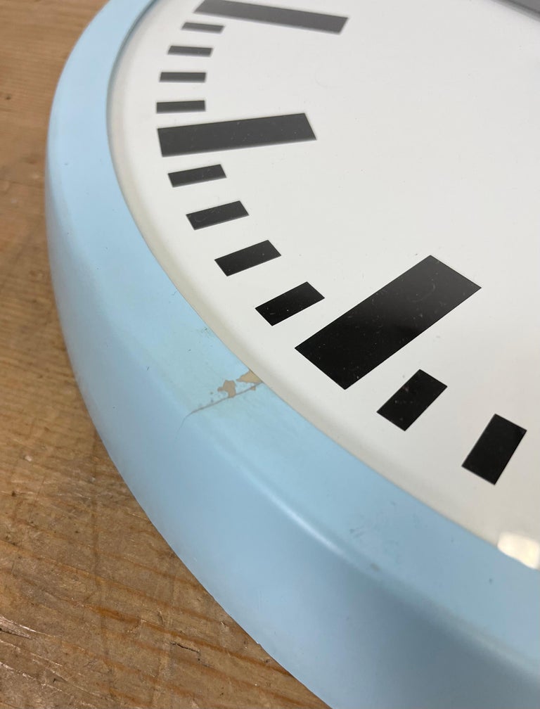 Industrial Blue Bakelite Wall Clock from TN, 1960s at 1stDibs