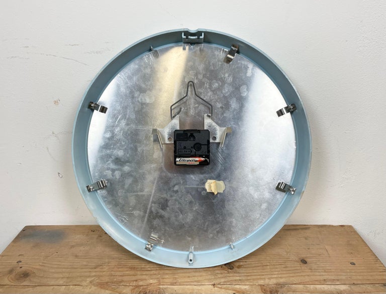 Industrial Blue Bakelite Wall Clock from TN, 1960s at 1stDibs
