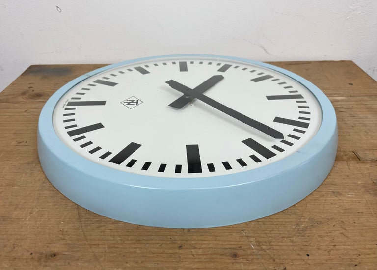 Industrial Blue Bakelite Wall Clock from TN, 1960s at 1stDibs