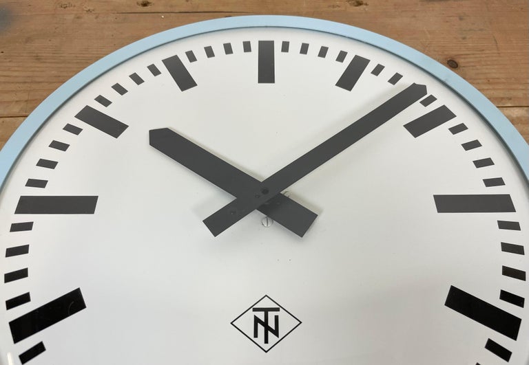 Industrial Blue Bakelite Wall Clock from TN, 1960s at 1stDibs