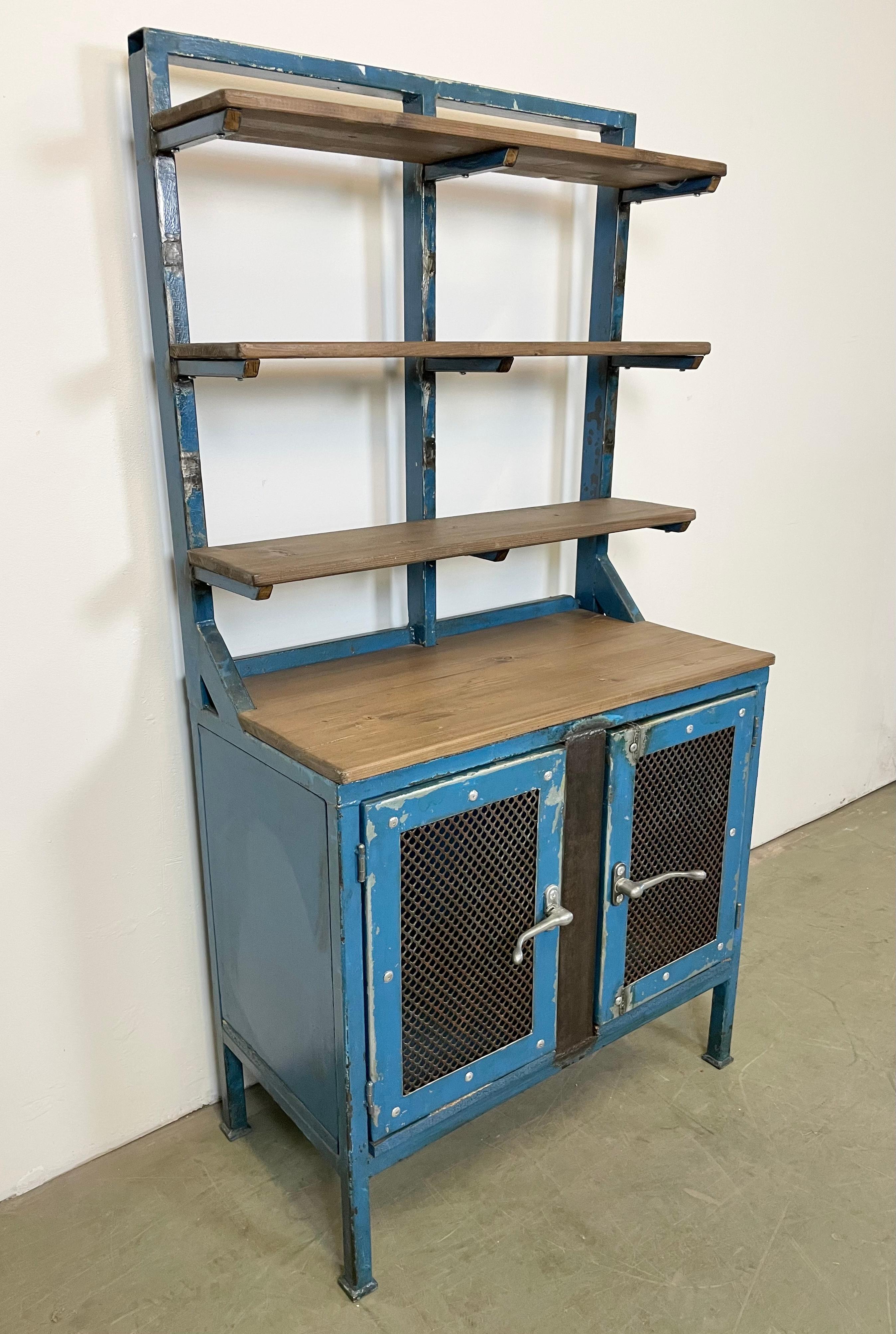 Industrial Blue Cabinet with Shelwes, 1960s For Sale at 1stDibs
