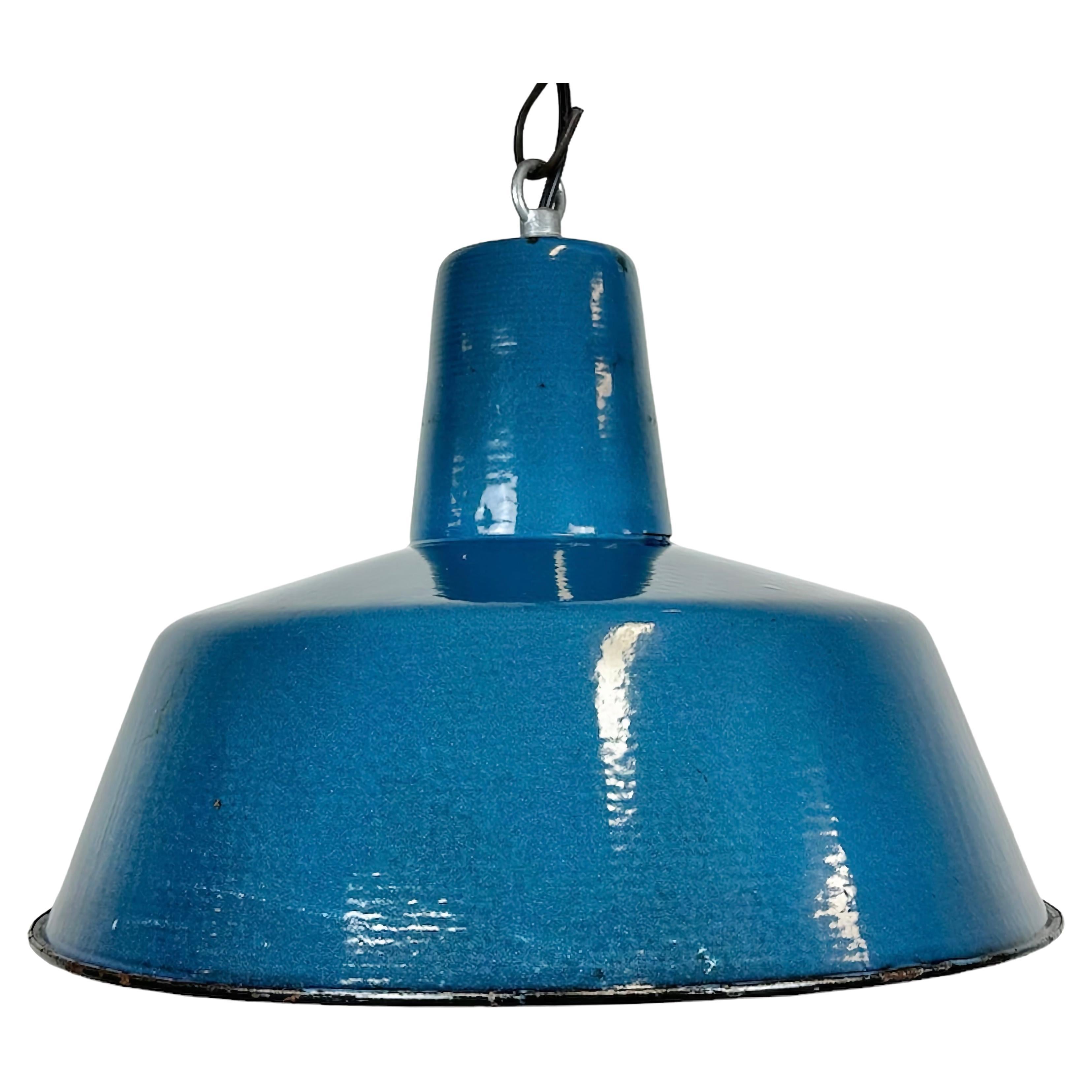 Blue Enamel Vintage Industrial Factory Pendant Lights at 1stDibs