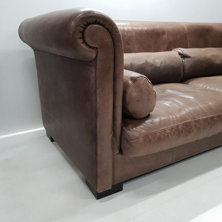 Industrial Brown Leather 3-Seat Sofa Model Alfred P. by Marco Milisich ...