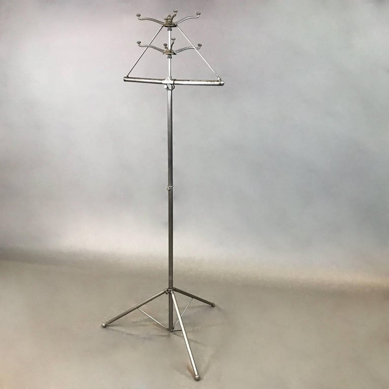 Industrial Brushed Steel Folding Coat and Garment Rack For Sale at 1stDibs