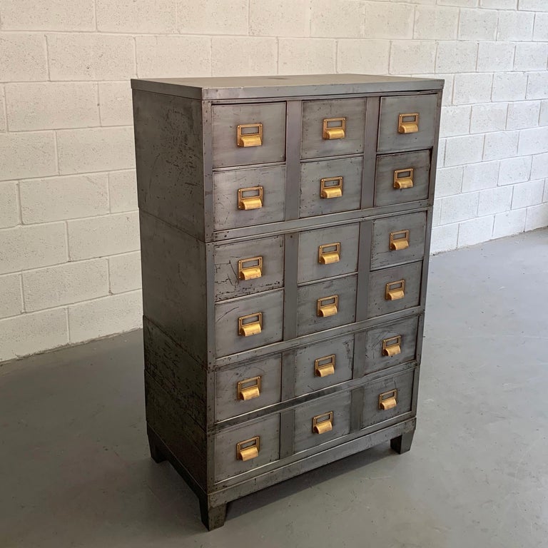 Industrial Brushed Steel Modular Index Cabinet at 1stDibs