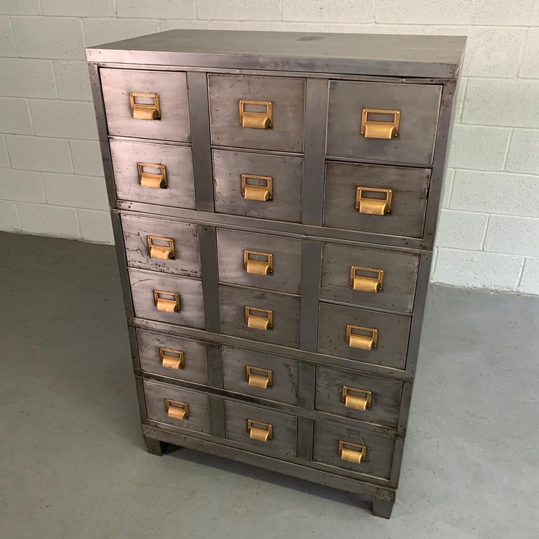 Industrial Brushed Steel Modular Index Cabinet at 1stDibs