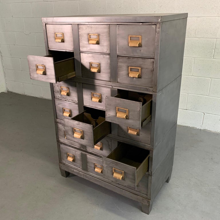 Industrial Brushed Steel Modular Index Cabinet at 1stDibs