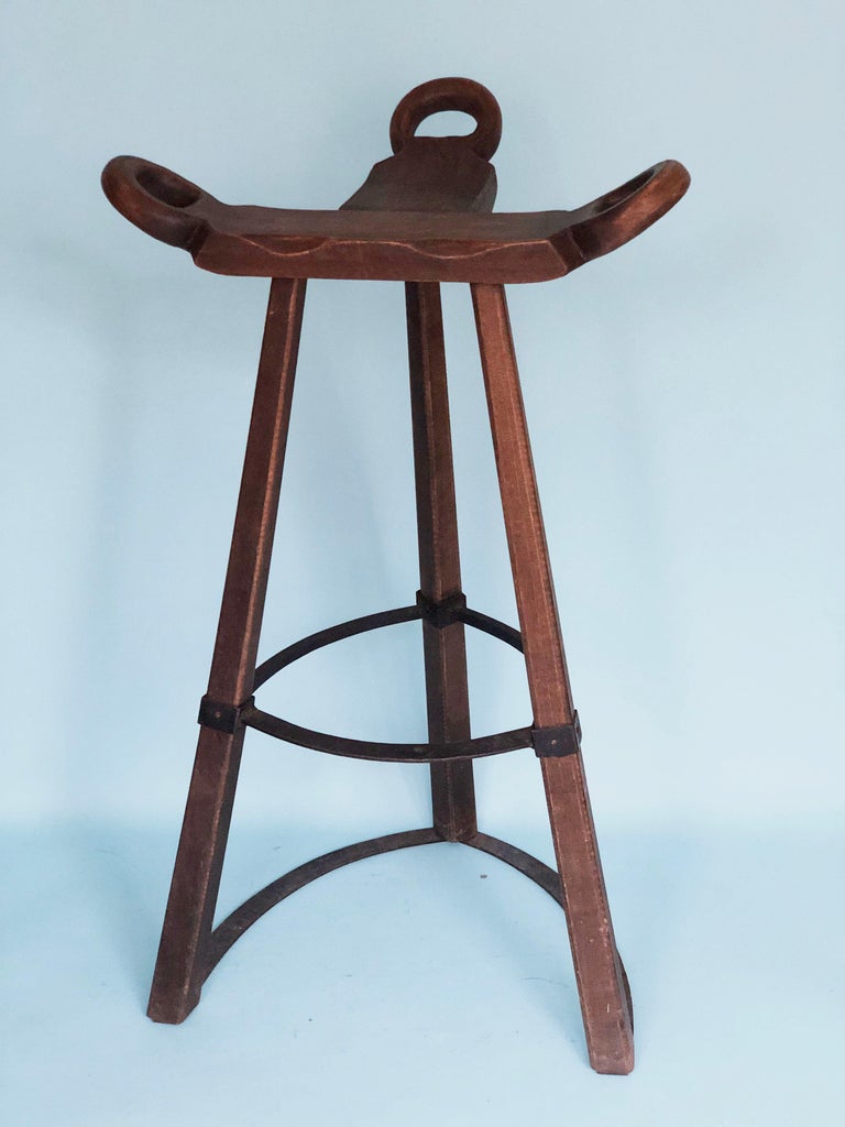 Industrial Brutalist Bar Stools Marbella 1970s Set of 3 For Sale at 1stDibs