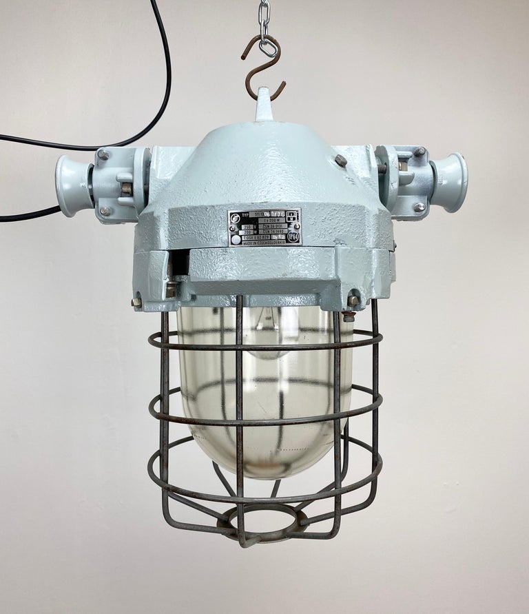 Industrial Bunker Ceiling Light with Iron Cage, 1970s For Sale at 1stDibs