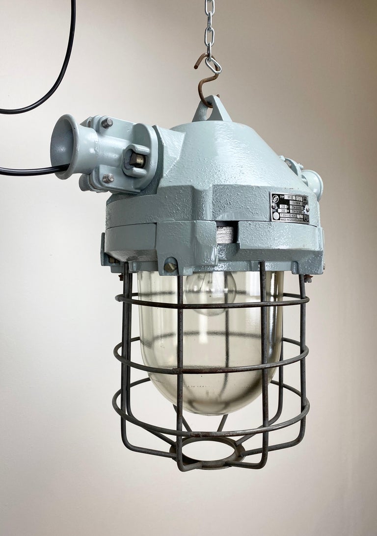 Industrial Bunker Ceiling Light with Iron Cage, 1970s For Sale at 1stDibs