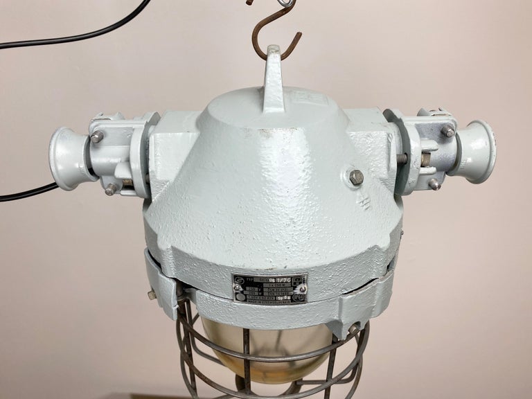 Industrial Bunker Ceiling Light with Iron Cage, 1970s For Sale at 1stDibs