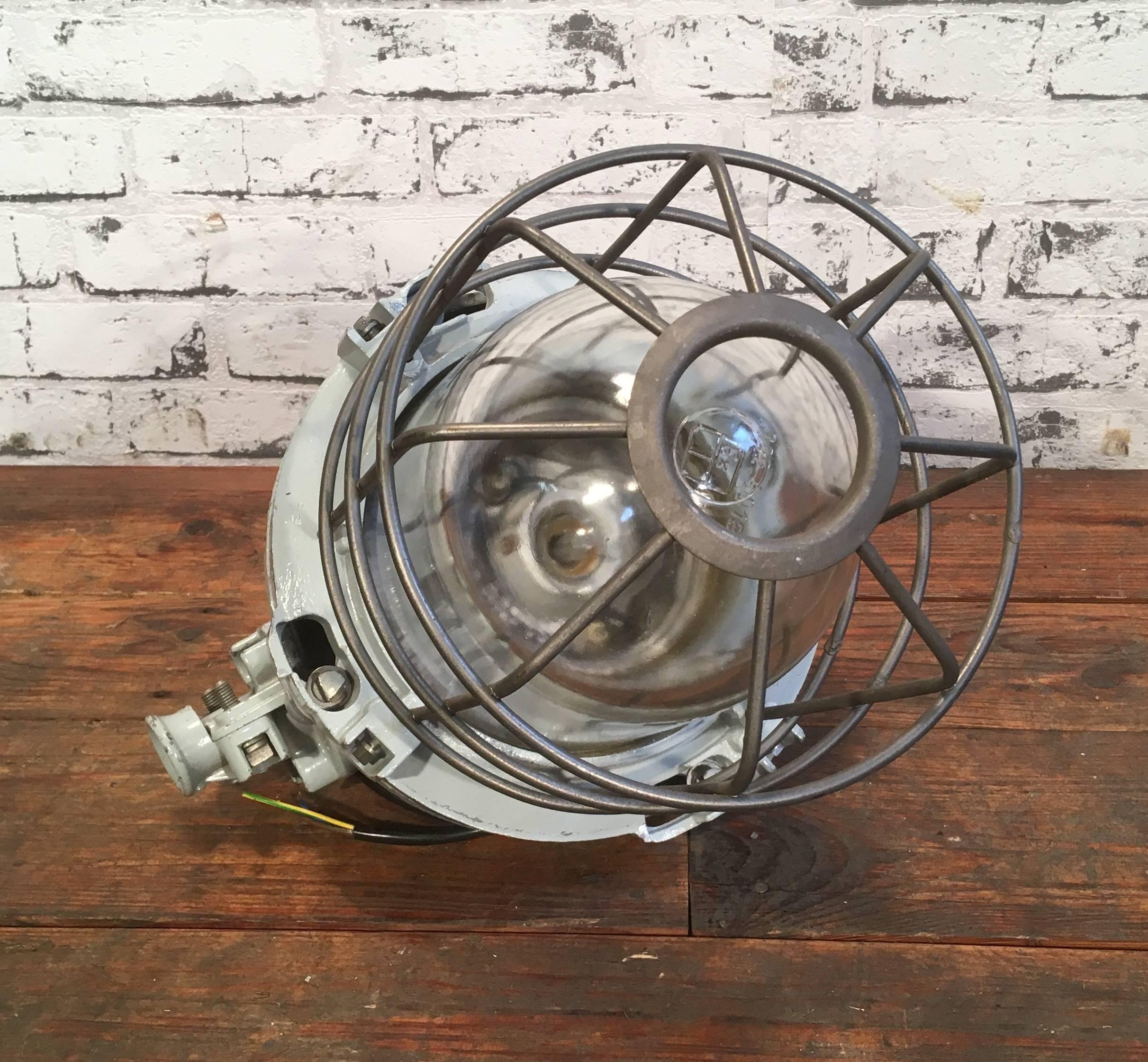 Industrial Bunker Ceiling Light with Iron Cage at 1stDibs | industrial ...