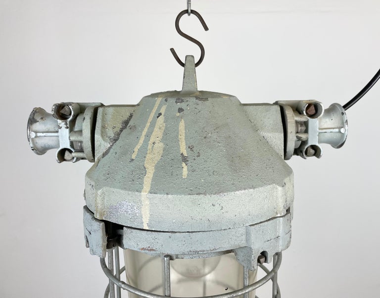 Industrial Bunker Ceiling Light with Iron Cage from Elektrosvit, 1970s ...