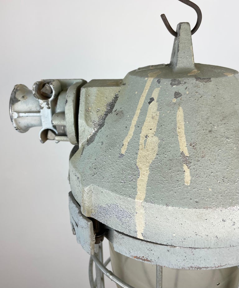 Industrial Bunker Ceiling Light with Iron Cage from Elektrosvit, 1970s ...