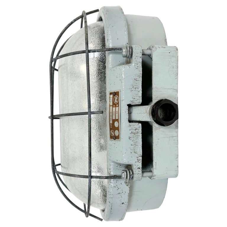 Industrial Cast Aluminium Wall Light with Frosted Glass from ...