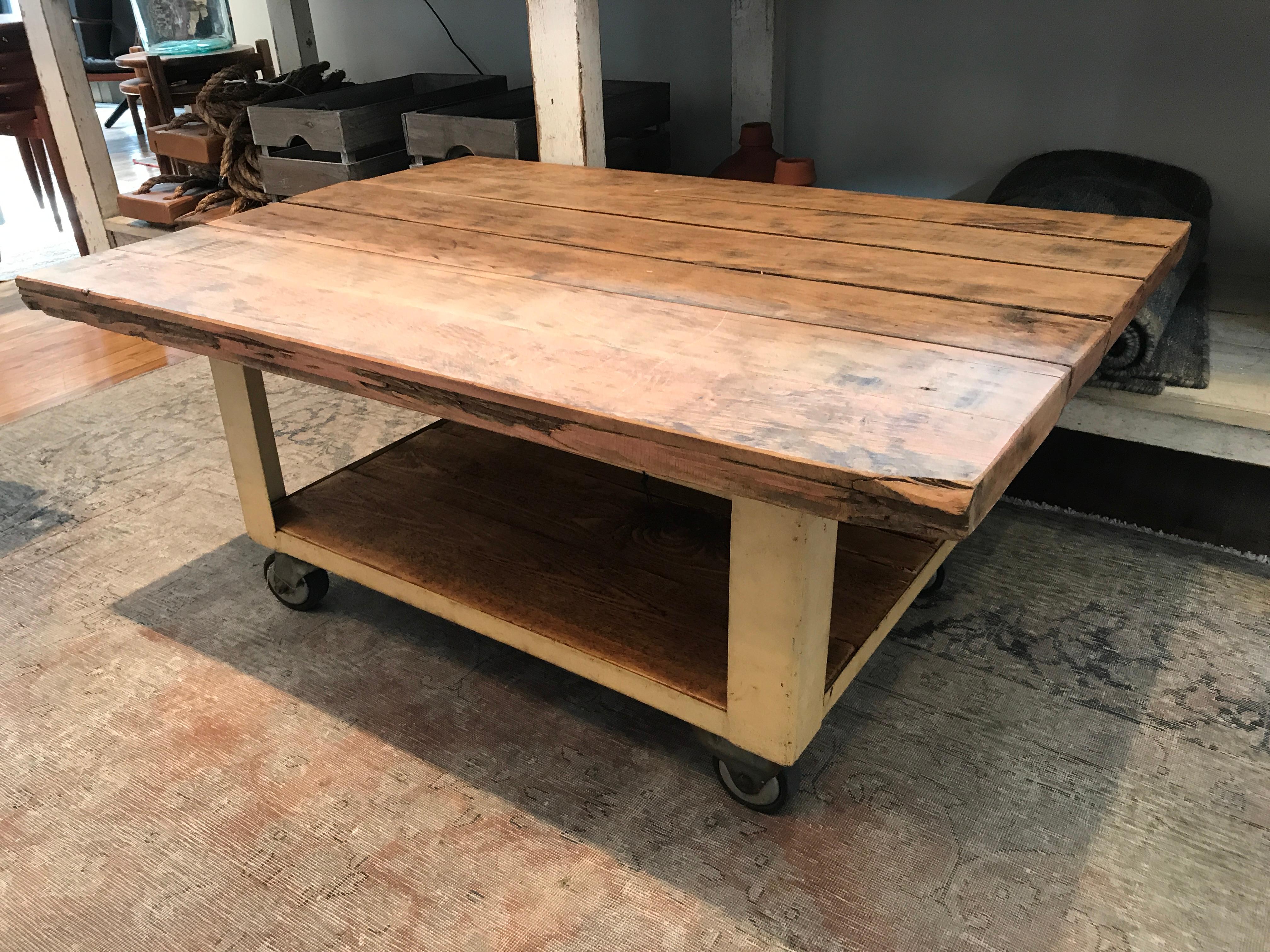 Industrial Coffee Table on Wheels at 1stDibs | industrial coffee table ...