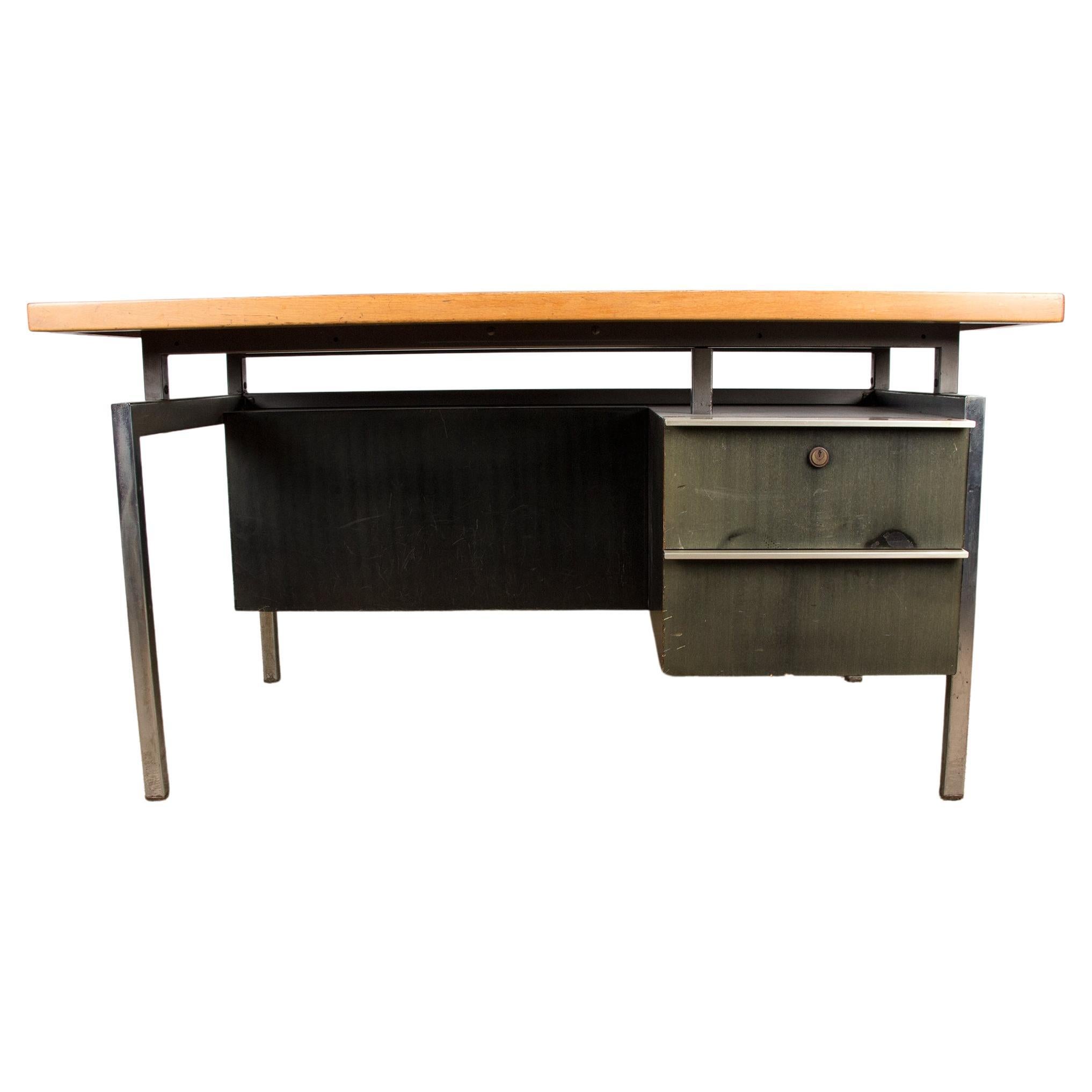 Vintage Industrial Cast Iron and Wood Workstation / Desk at 1stDibs ...
