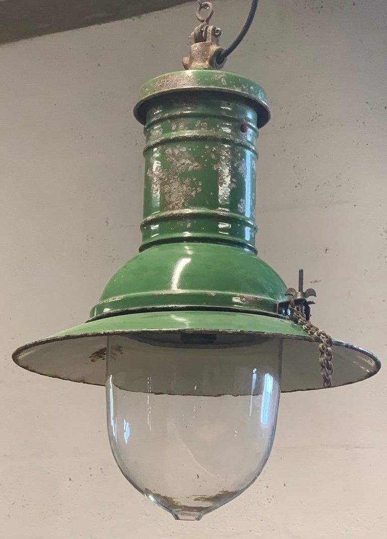 Industrial Enamelled Station Light For Sale at 1stDibs
