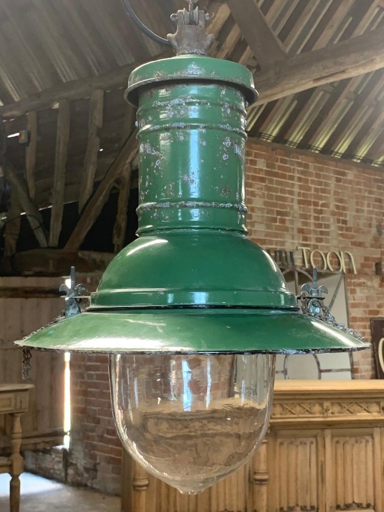 Industrial Enamelled Station Light For Sale at 1stDibs