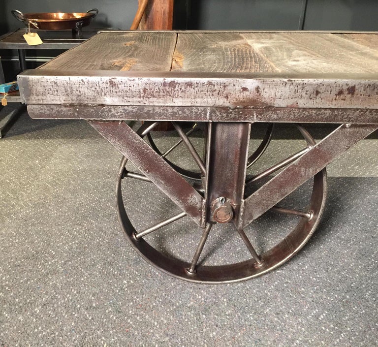 Industrial Factory Cart Fully Restored as a Coffee Table For Sale at ...