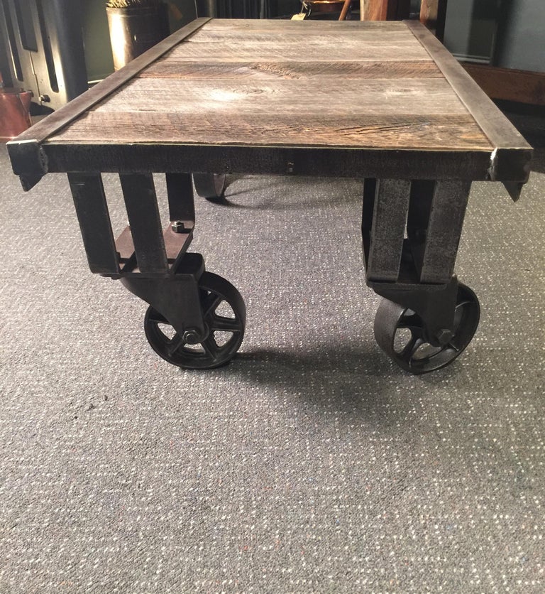 Industrial Factory Cart Fully Restored as a Coffee Table For Sale at ...