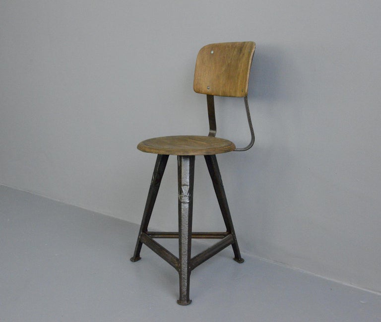 Industrial Factory Chair by Rowac, circa 1920s at 1stDibs