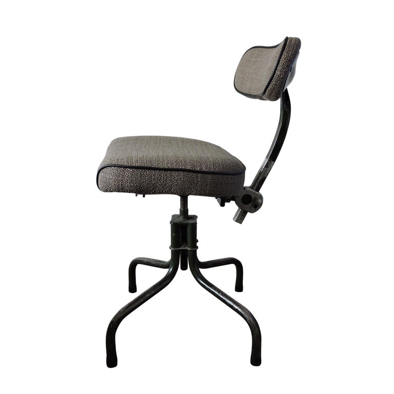 Industrial Factory Chair in Grey Fabric from Tansad, 1940s at 1stDibs