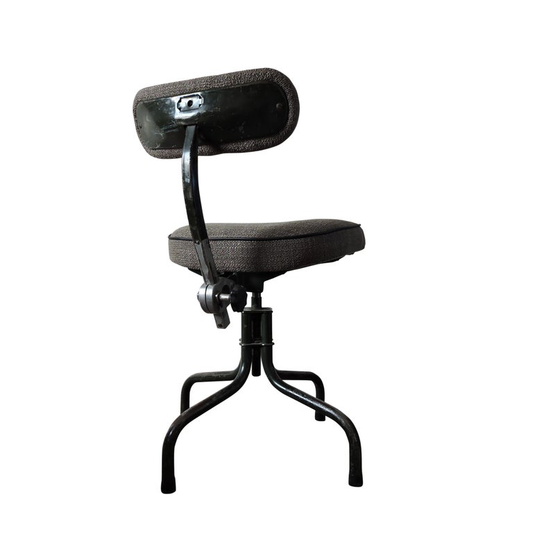 Industrial Factory Chair in Grey Fabric from Tansad, 1940s at 1stDibs