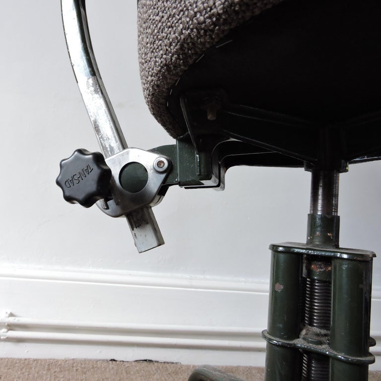 Industrial Factory Chair in Grey Fabric from Tansad, 1940s at 1stDibs