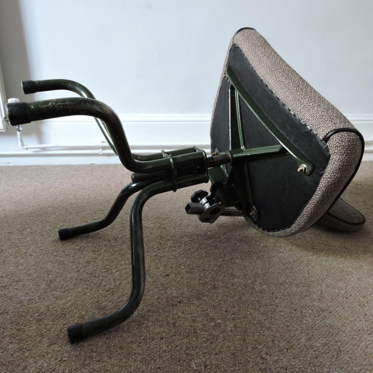 Industrial Factory Chair in Grey Fabric from Tansad, 1940s at 1stDibs