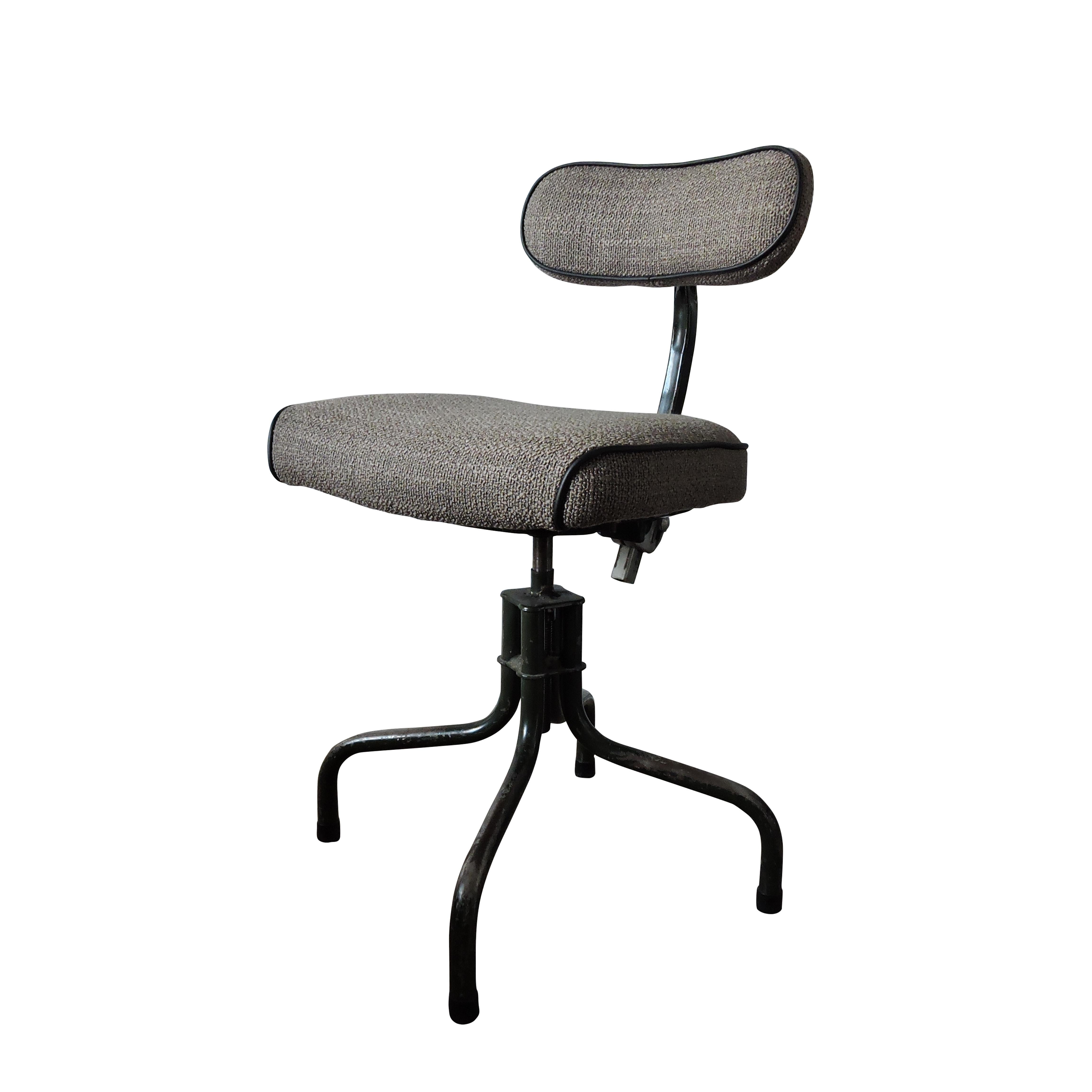 Industrial Factory Chair in Grey Fabric from Tansad, 1940s at 1stDibs