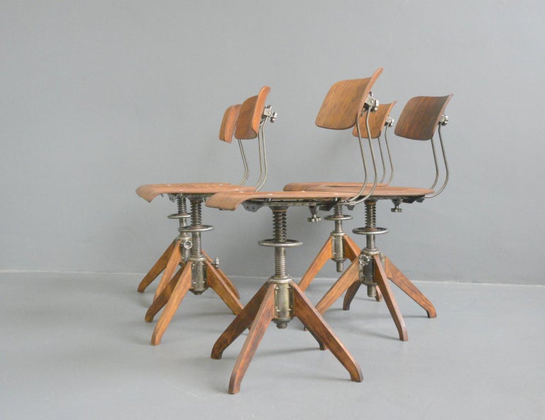 Industrial Factory Chairs by Rowac Bemefa, Circa 1940s For Sale at 1stDibs