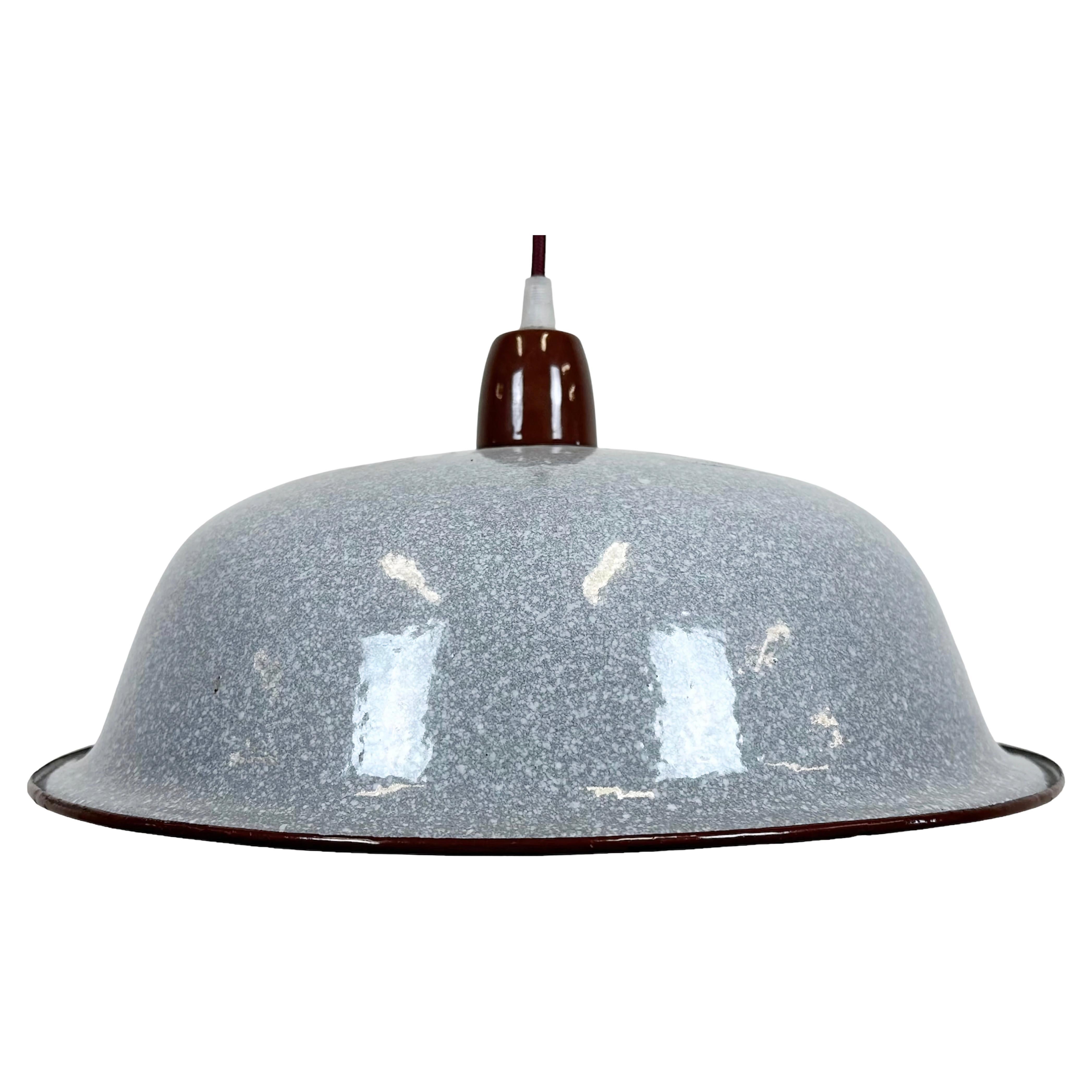 Industrial Factory Grey Enamel Ceiling Lamp, 1960s For Sale at 1stDibs
