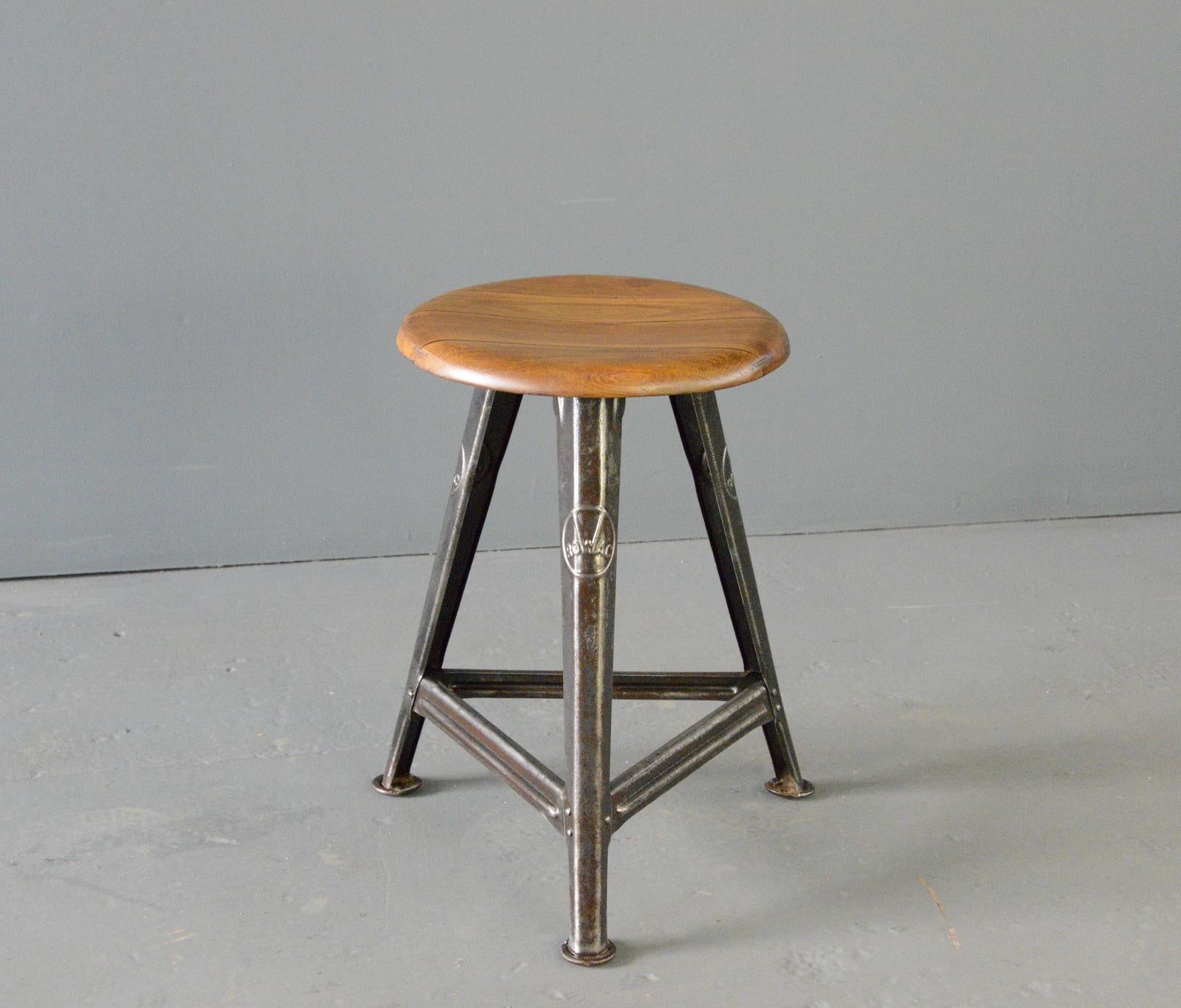 Industrial Factory Stool By Rowac Circa 1920s For Sale at 1stDibs