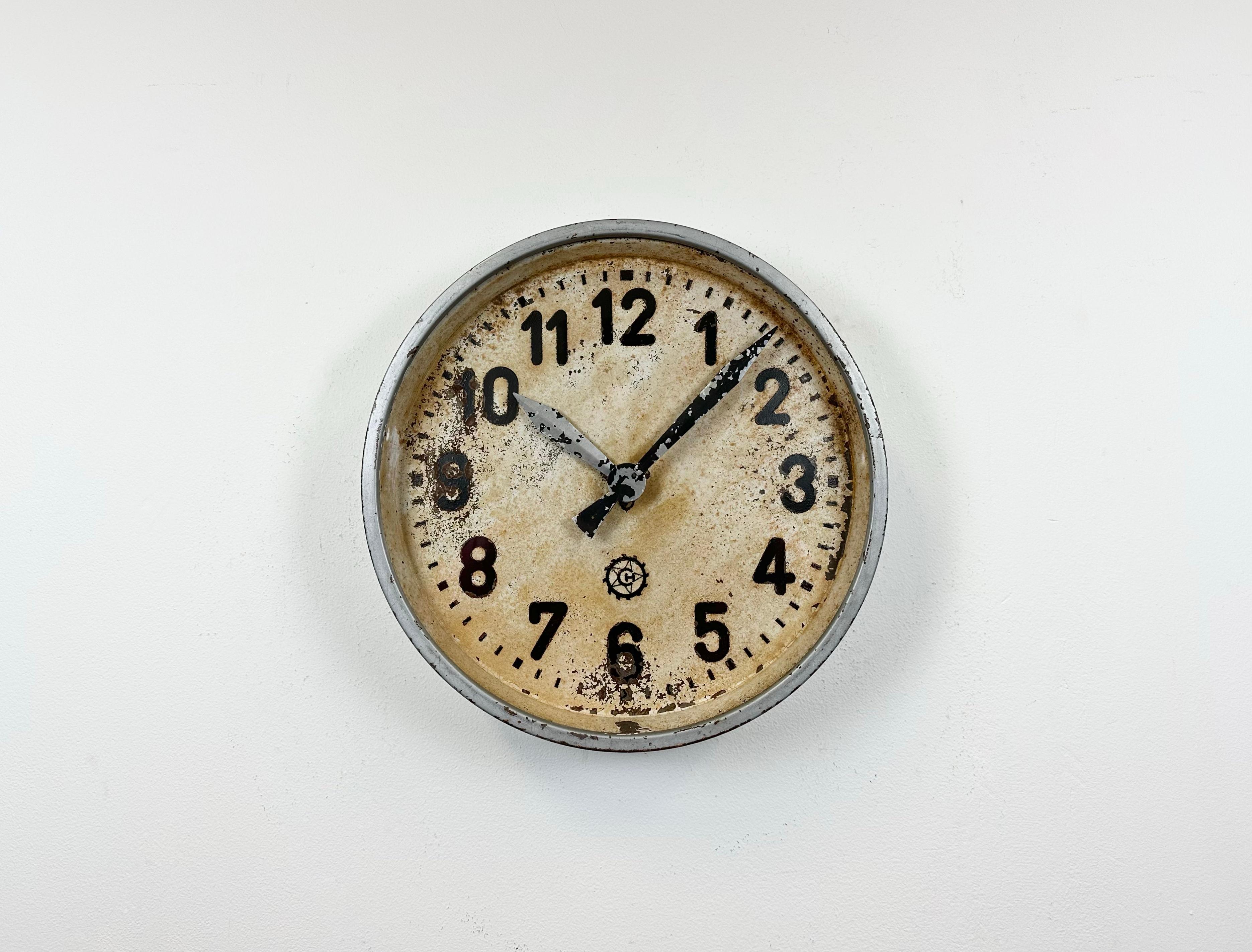 Industrial Factory Wall Clock from Chronotechna, 1950s at 1stDibs